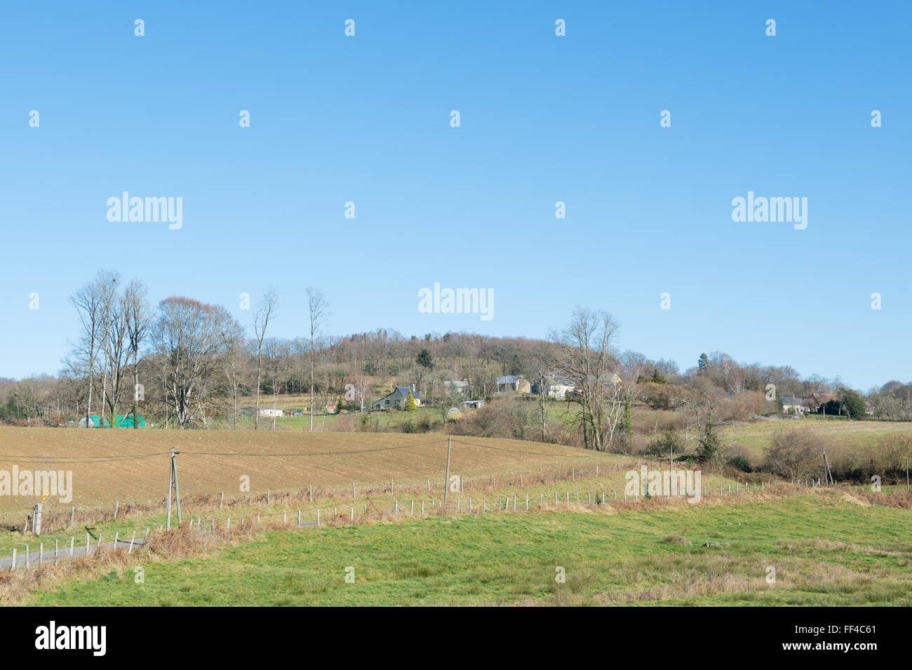 Landscape French Limousin with small village Stock Photo - Alamy
