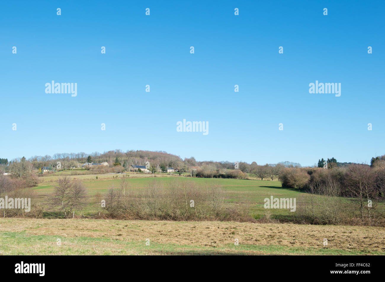 Landscape French Limousin with small village Stock Photo - Alamy