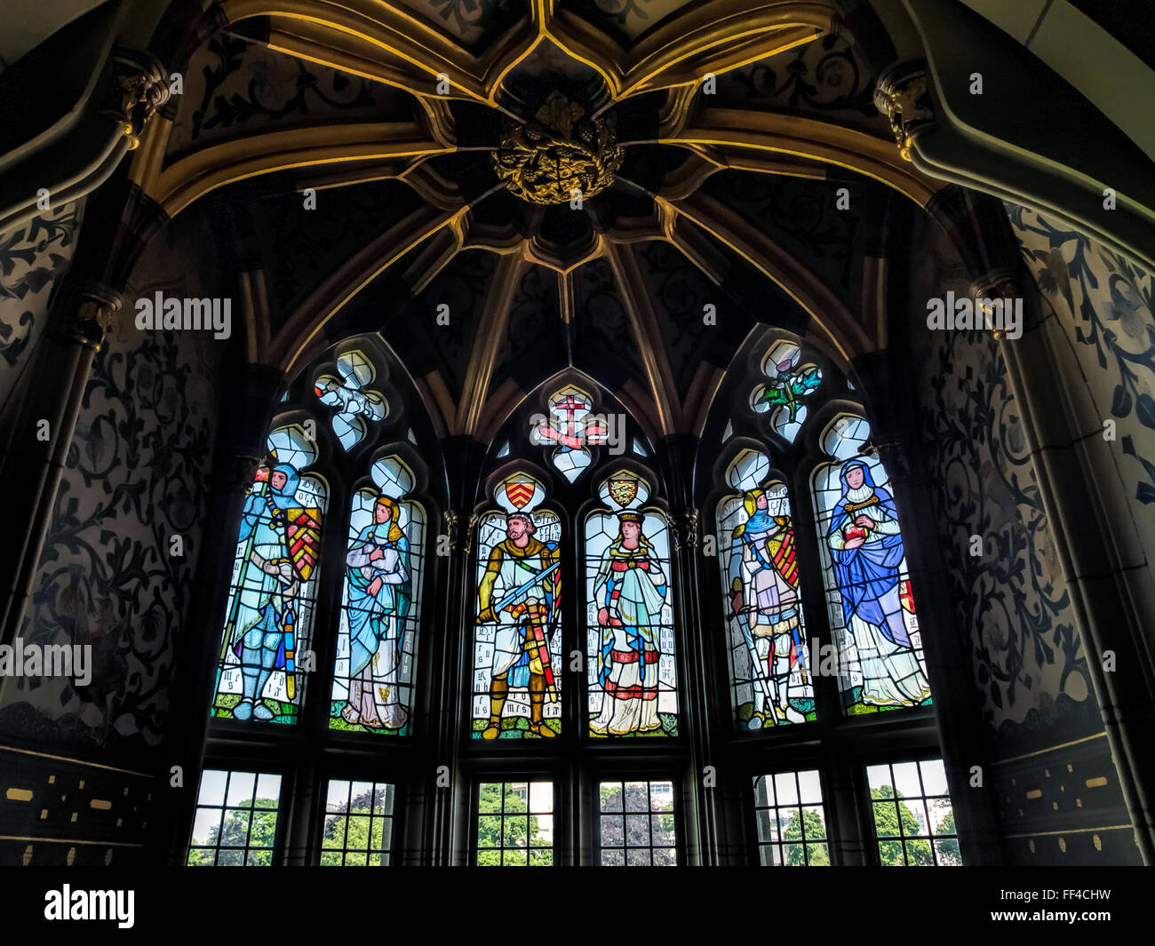 Cardiff castle stained glass hi-res stock photography and images - Alamy