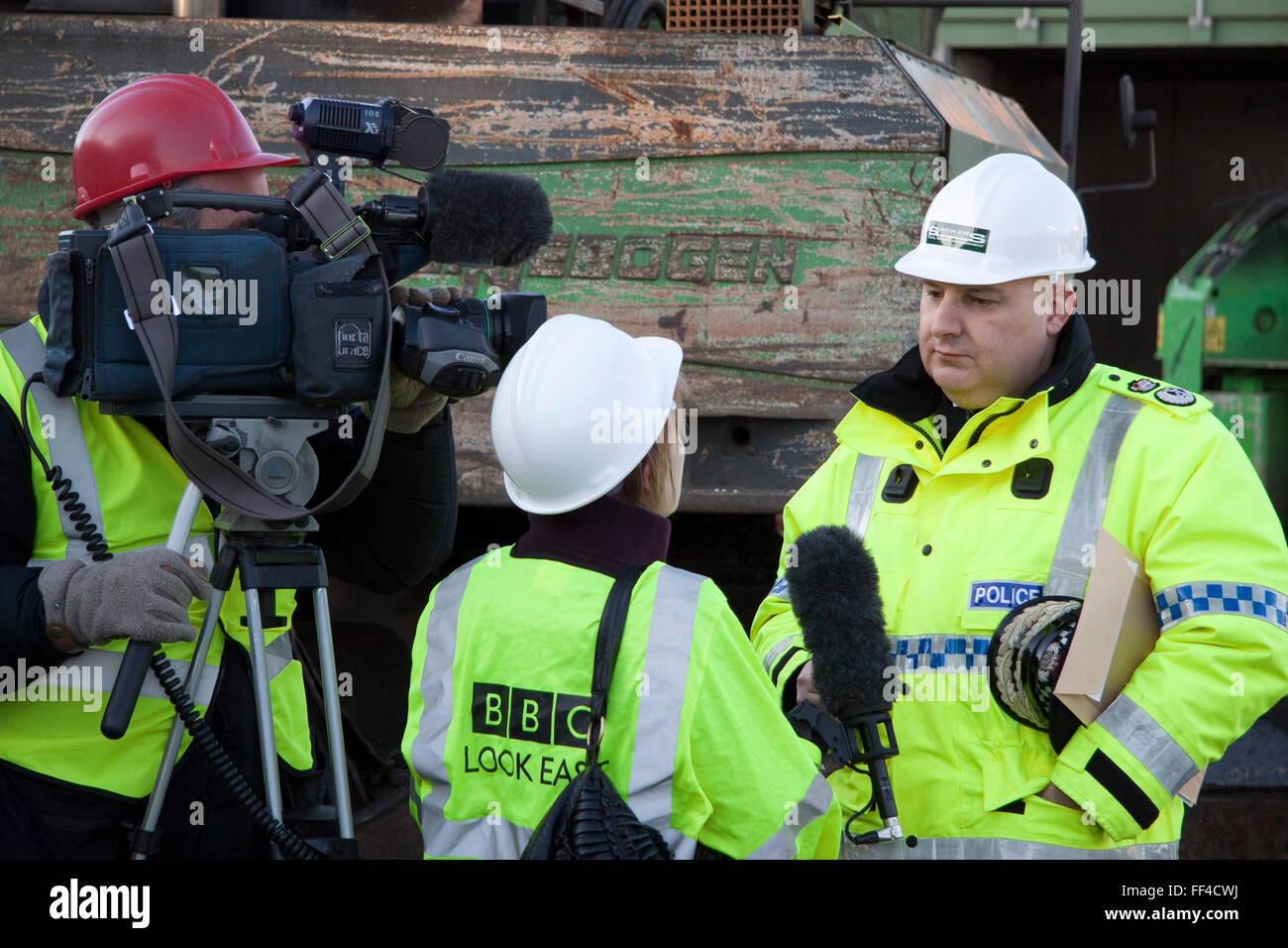 Suffolk Chief Constable Simon Ash being interviewed for tv by BBC Look ...