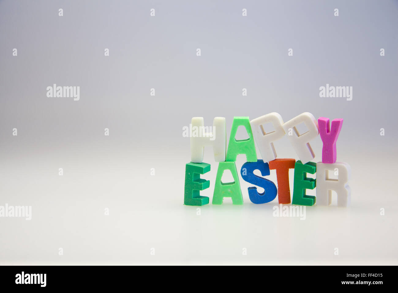 Happy Easter Text on white background Stock Photo - Alamy