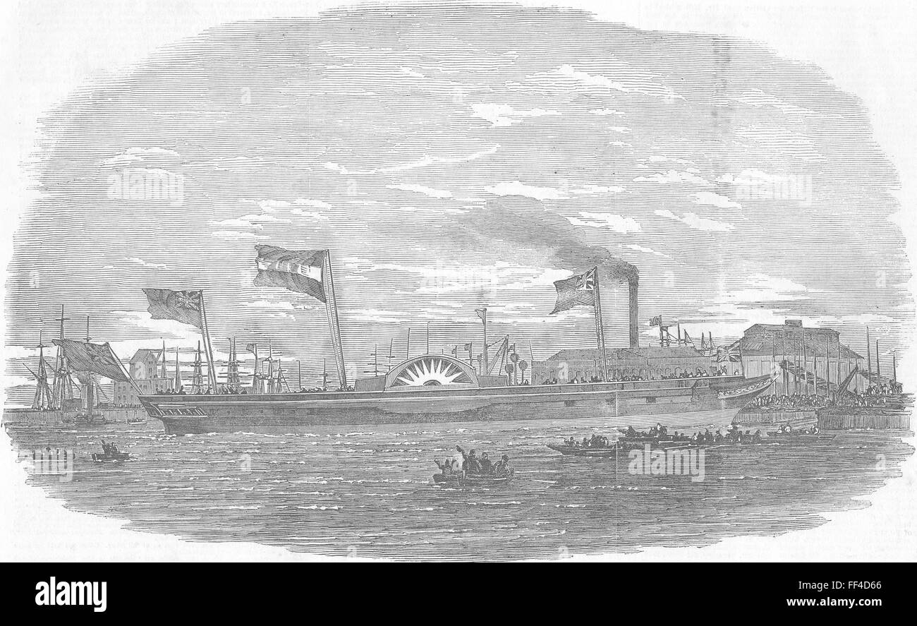 BLACKWALL Launch Faid Gihaad (Pacha) Orchard Wharf 1852. Illustrated ...