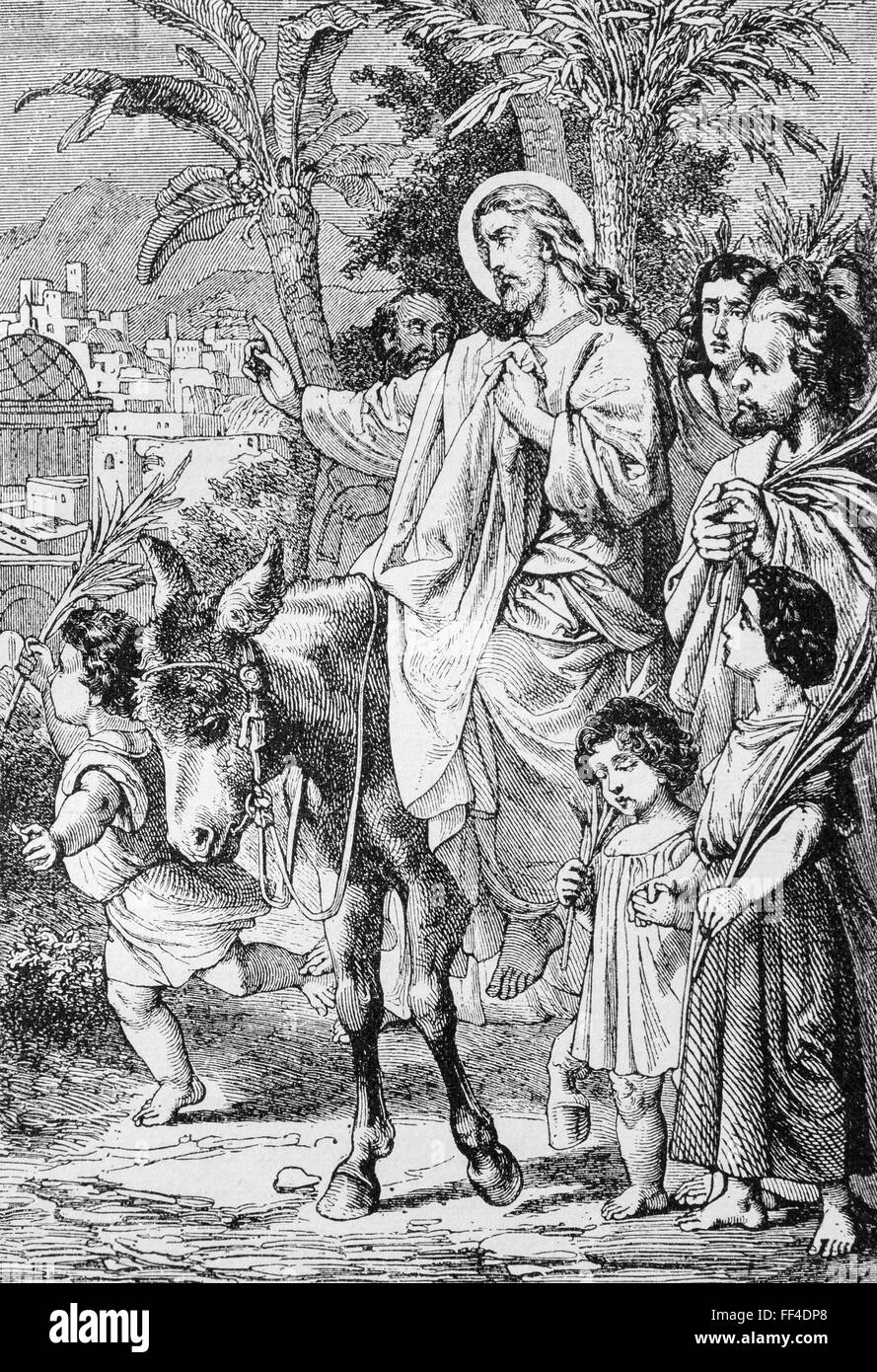 Jesus entry into jerusalem Black and White Stock Photos & Images - Alamy