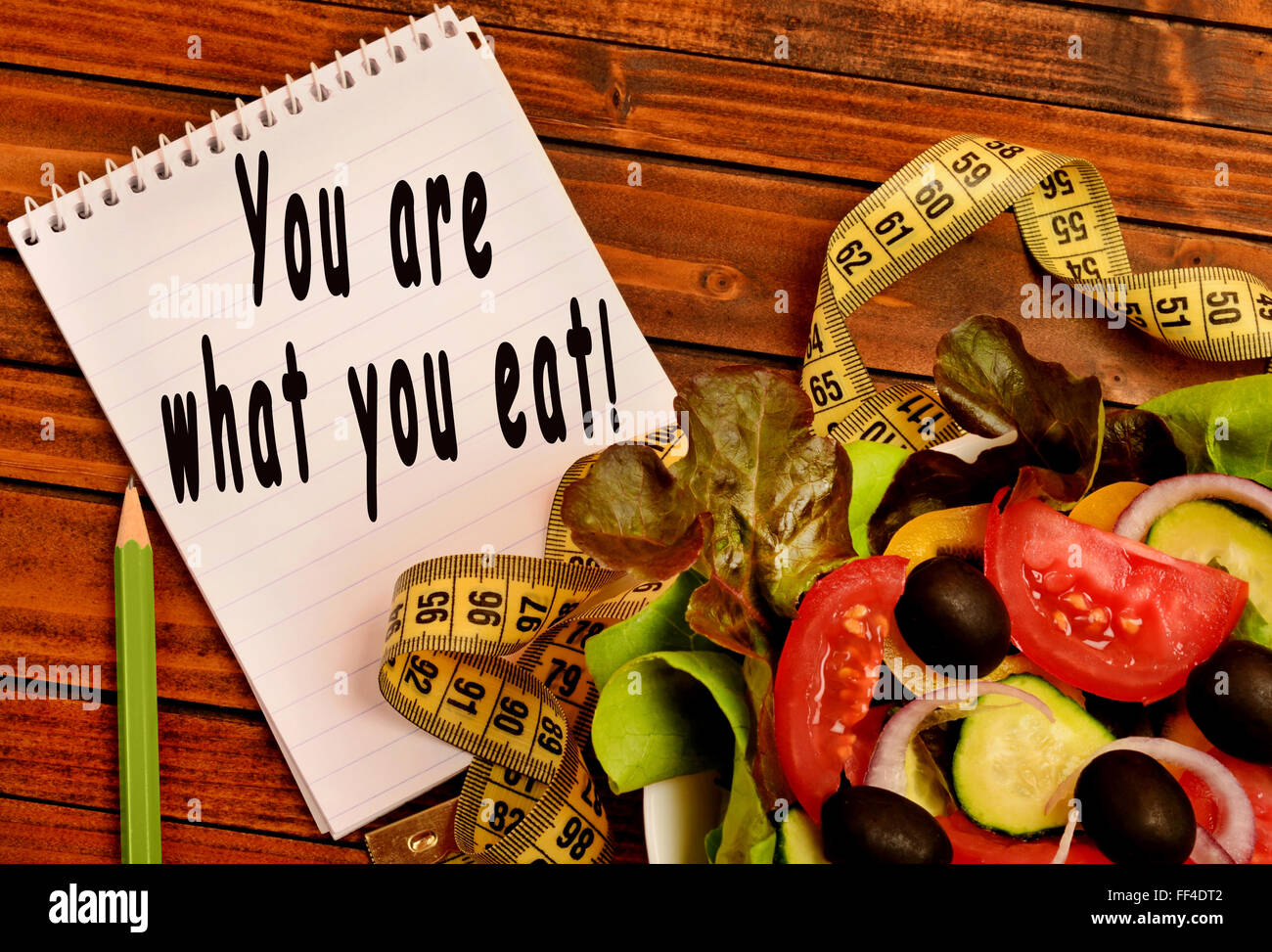 You are what you eat written on notebook Stock Photo - Alamy