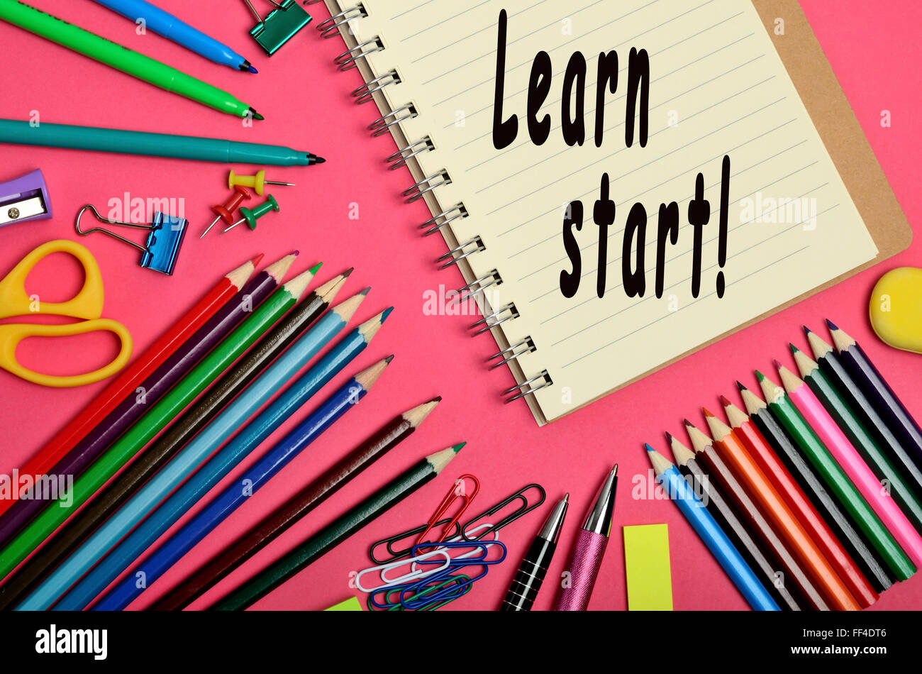 Spiral notebook pen scissors hi-res stock photography and images - Alamy