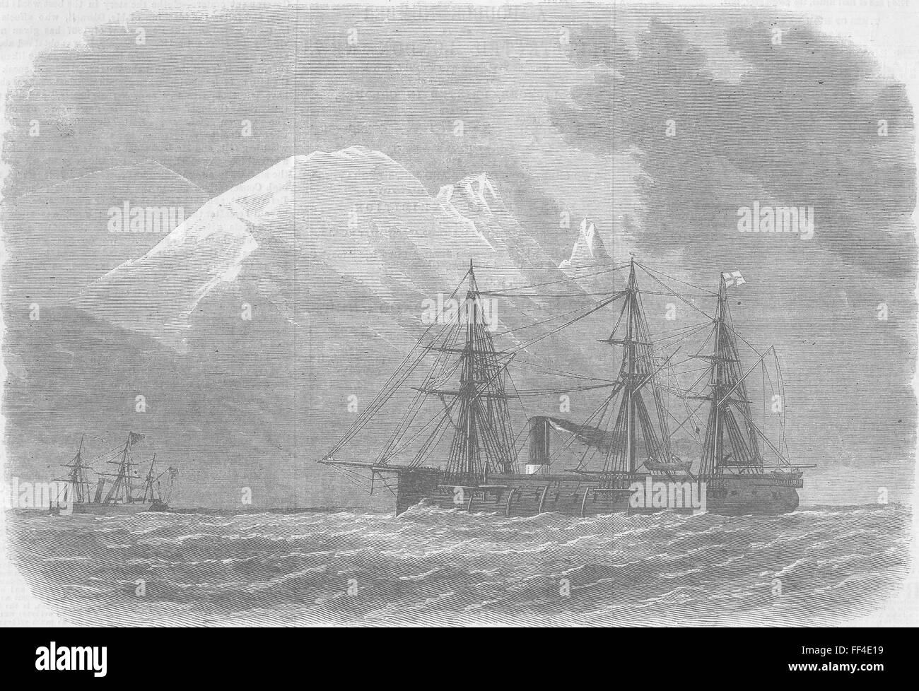 CHILE Magellan Strait HMS Zealous 1867. Illustrated London News Stock ...