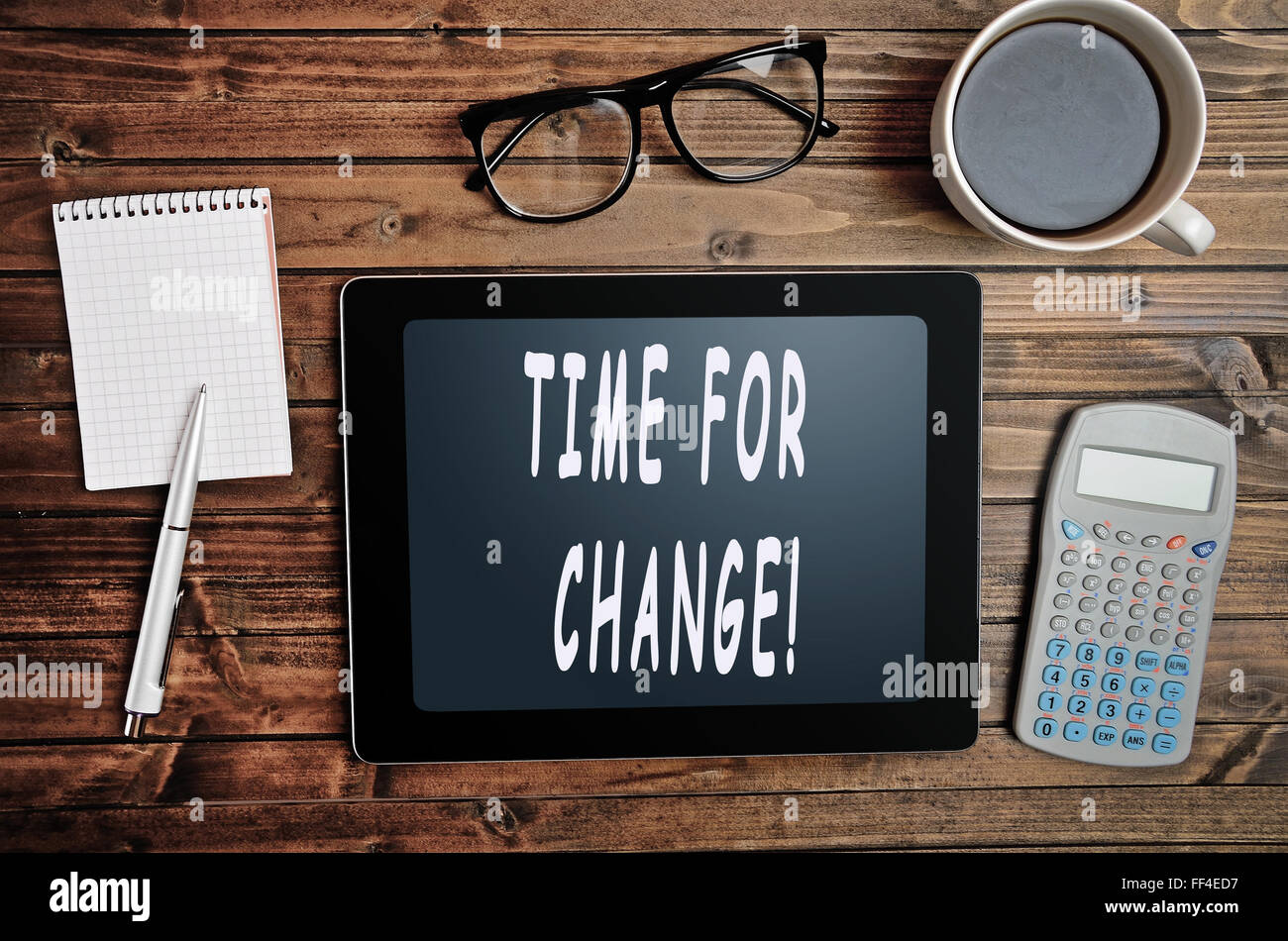 Time for change text written on digital tablet Stock Photo - Alamy
