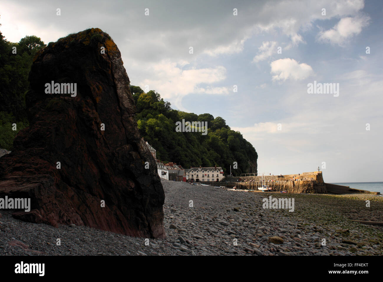 Harbour and beach in Clovelly a small village in the Torridge district ...