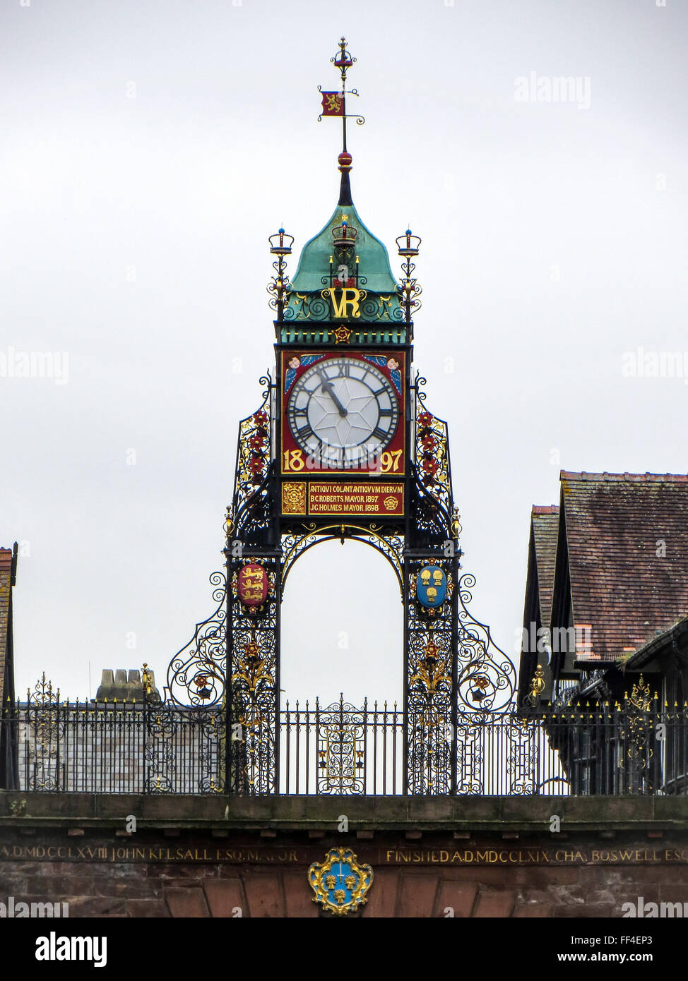 Chester City Centre Clock in Cheshire Stock Photo - Alamy
