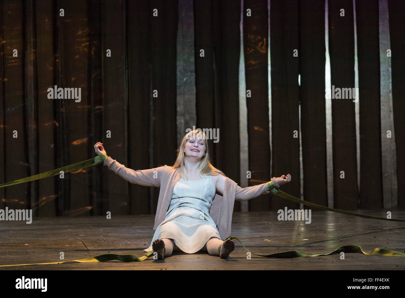 London, UK. 3 February 2016. Lucy Crowe as Pamina. Dress rehearsal of ...