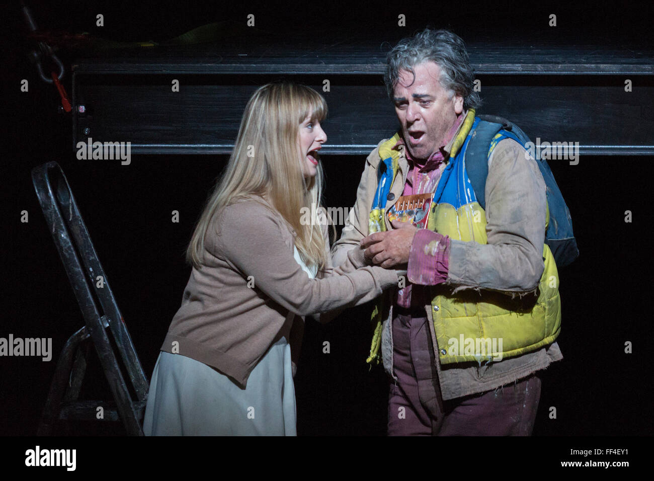 London, UK. 3 February 2016. Lucy Crowe as Pamina and Peter Coleman ...