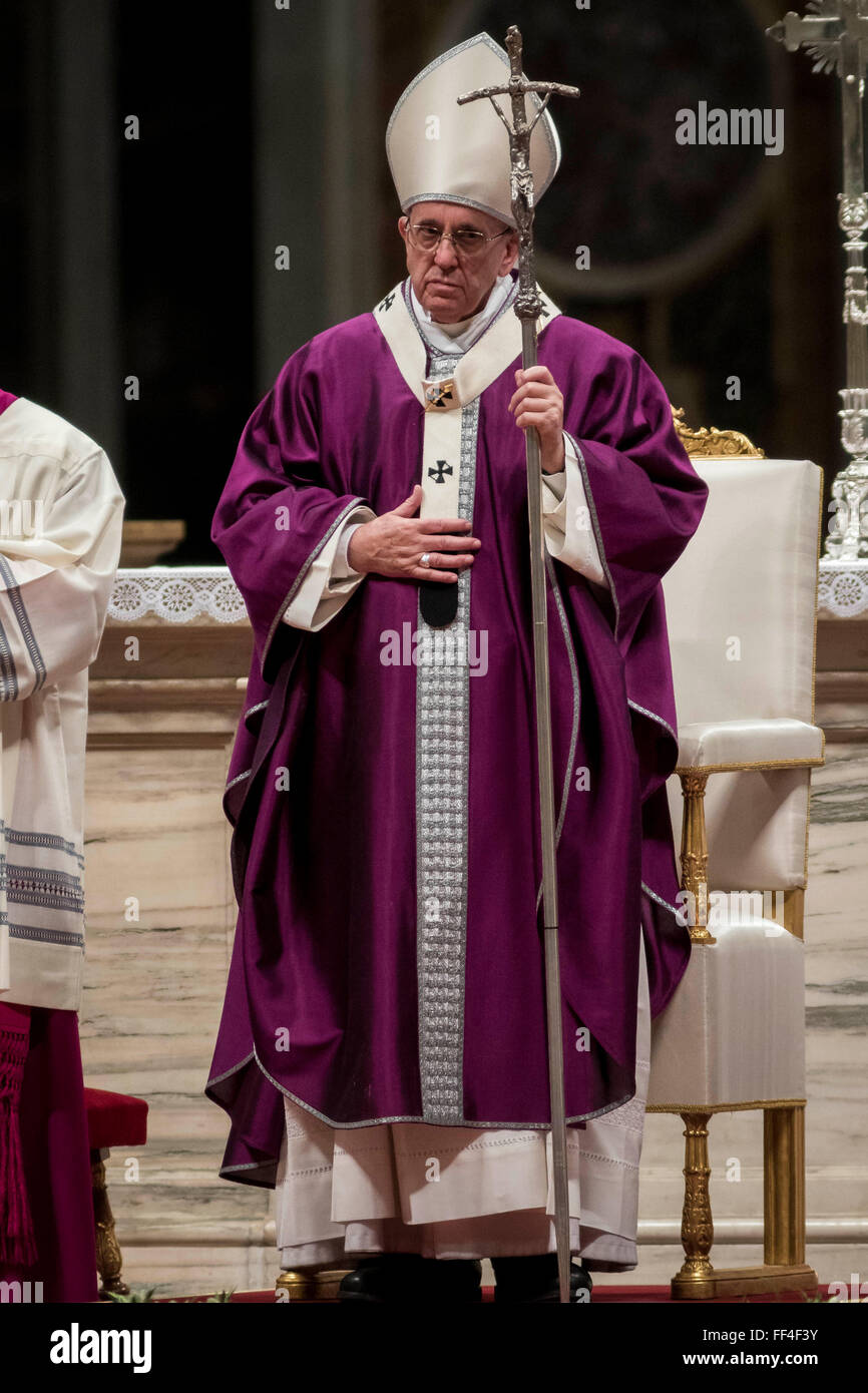 Vatican City, Vatican. 10th Feb, 2016. Pope Francis leads the Ash ...
