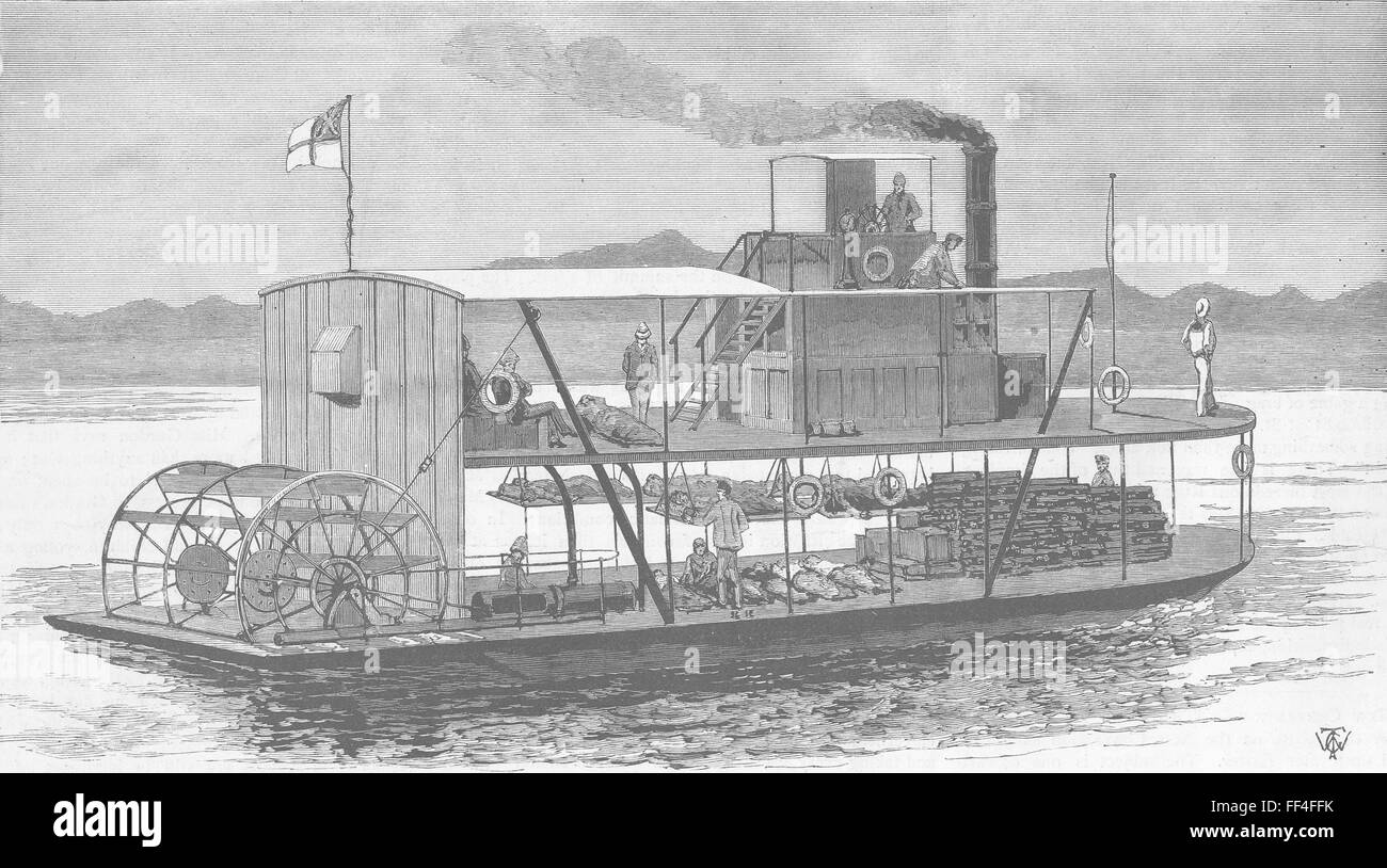SUDAN Ship Yarrow taking wounded to Dongola 1885. The Graphic Stock ...