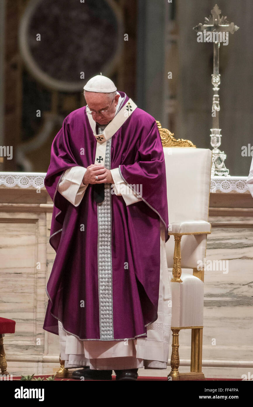Vatican City, Vatican. 10th Feb, 2016. Pope Francis leads the Ash ...