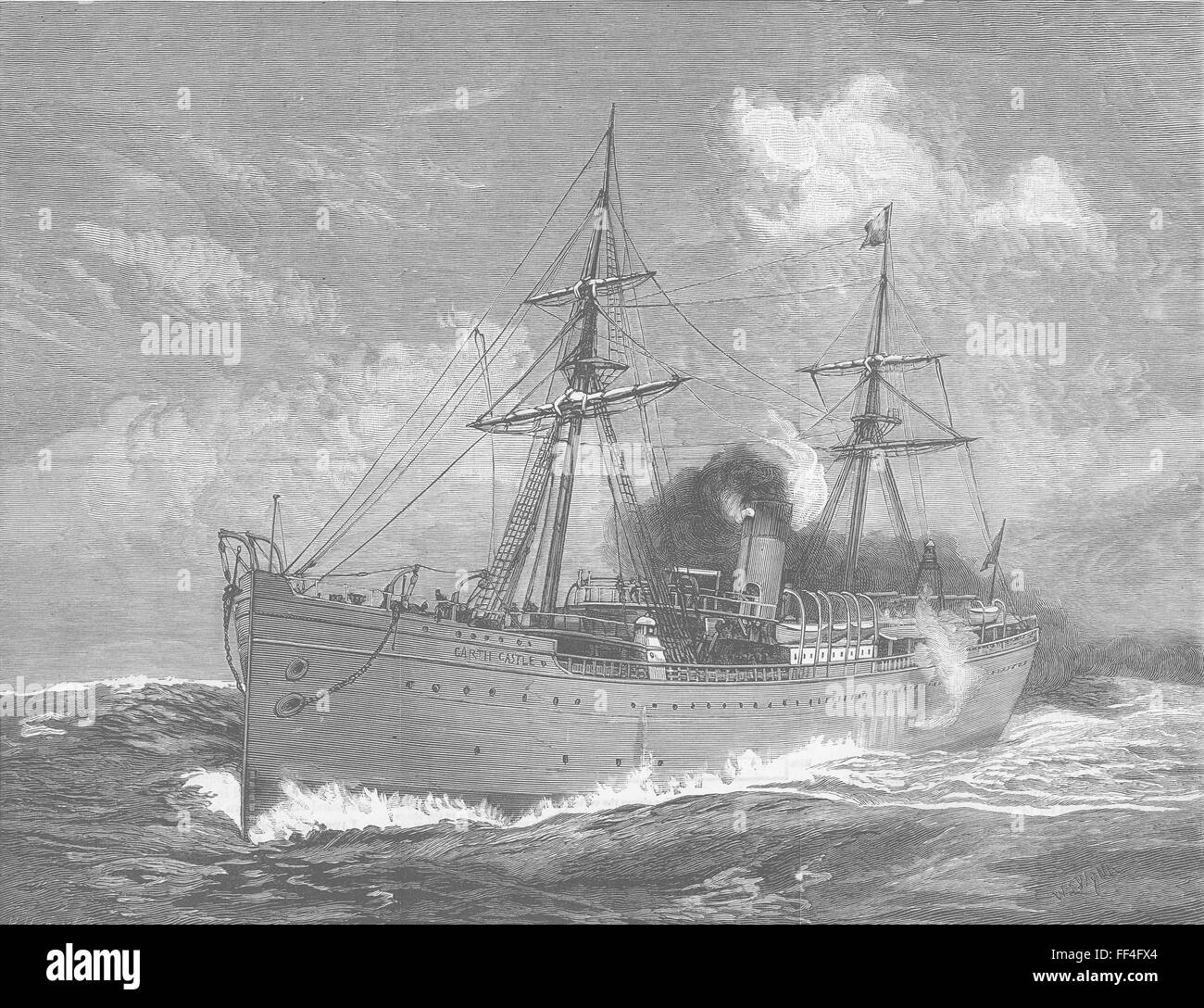 SOUTH AFRICA Garth Castle, African mail ship 1881. The Graphic Stock ...