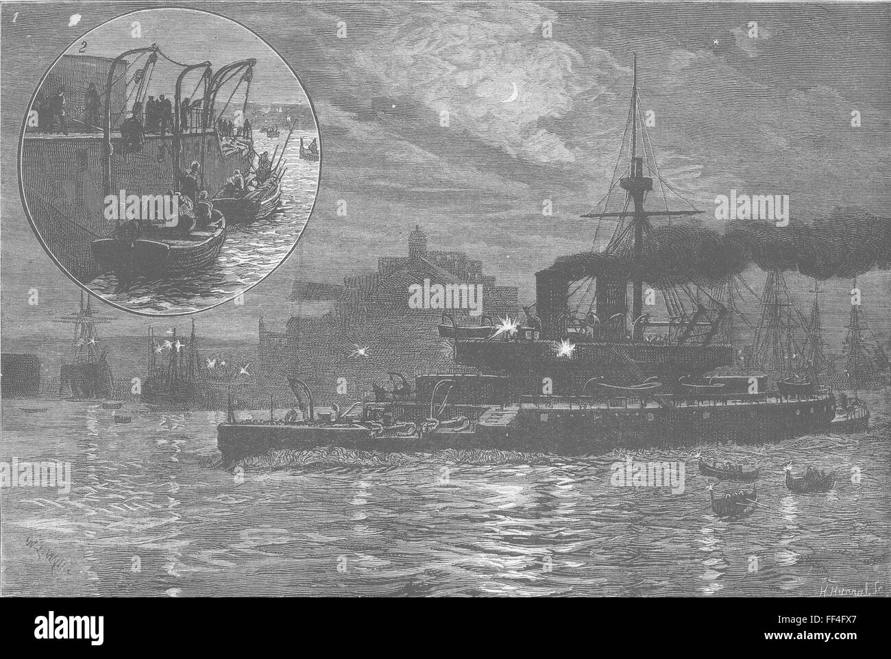 MALTA HMS Thunderer, harbour 1881. The Graphic Stock Photo - Alamy