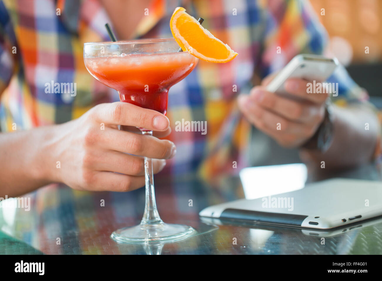 Man sitting in cafe Stock Photo - Alamy