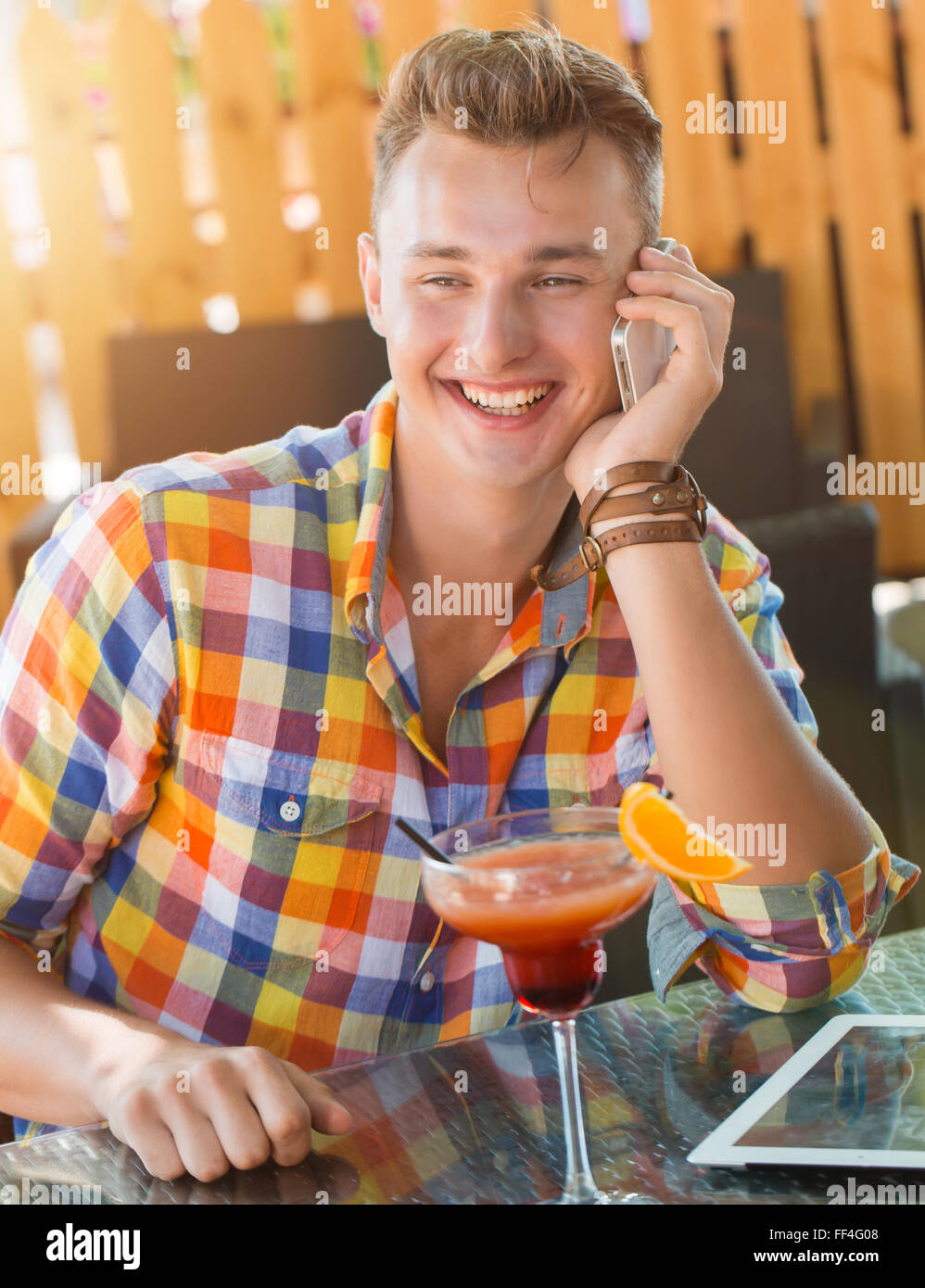 Man sitting in cafe Stock Photo - Alamy