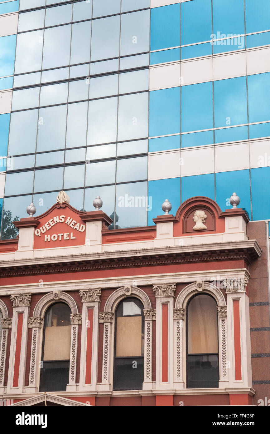 Queens Head pub bar tavern and modern office building on Queen Street ...