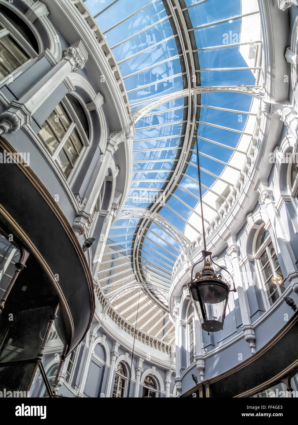 Morgan arcade glass roof in Cardiff Stock Photo - Alamy