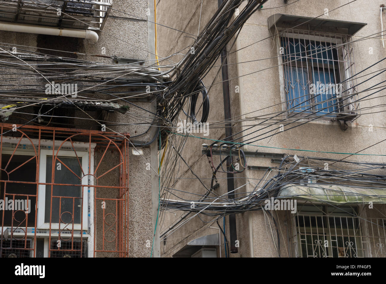 Messy electrical wiring in Xiangtan, Hunan, China Stock Photo - Alamy
