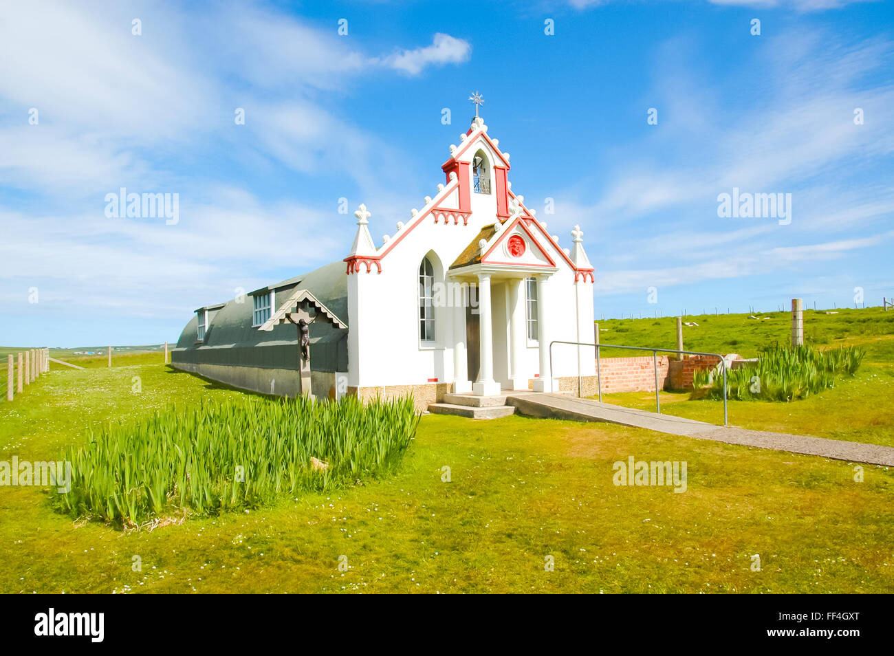 Small rural church in the countryside - The Italian chapel, Orkney ...