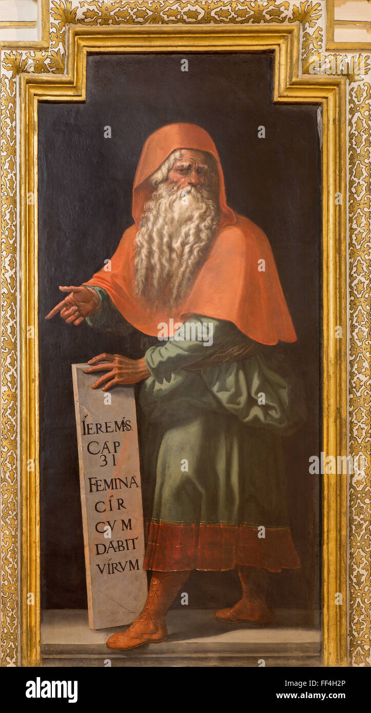 CORDOBA, SPAIN - MAY 27, 2015: The fresco of prophet Jeremiah in church ...