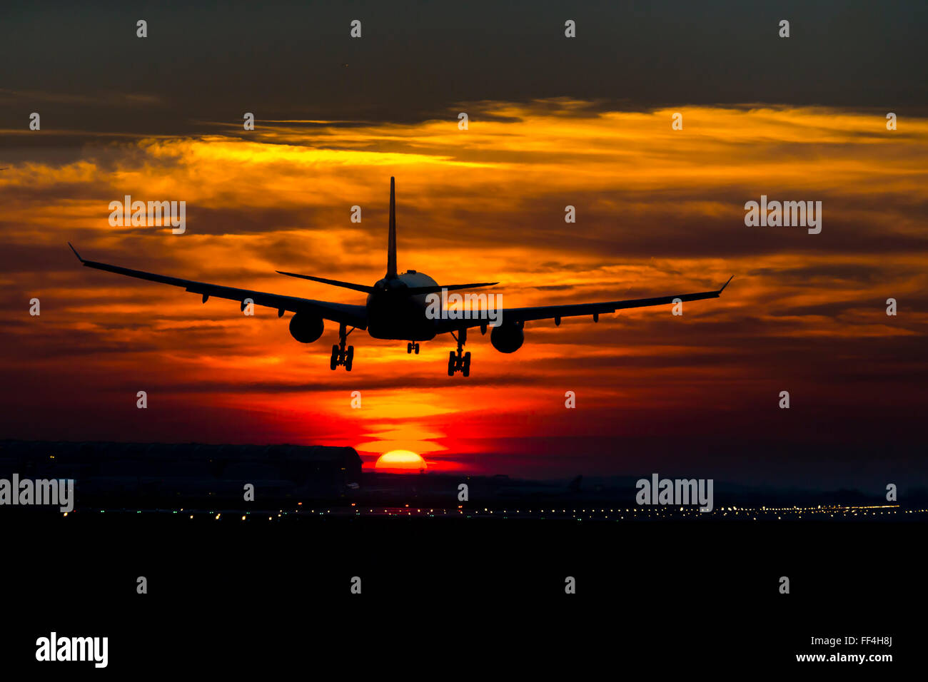 Aircraft at Sunrise and Sunset Stock Photo - Alamy