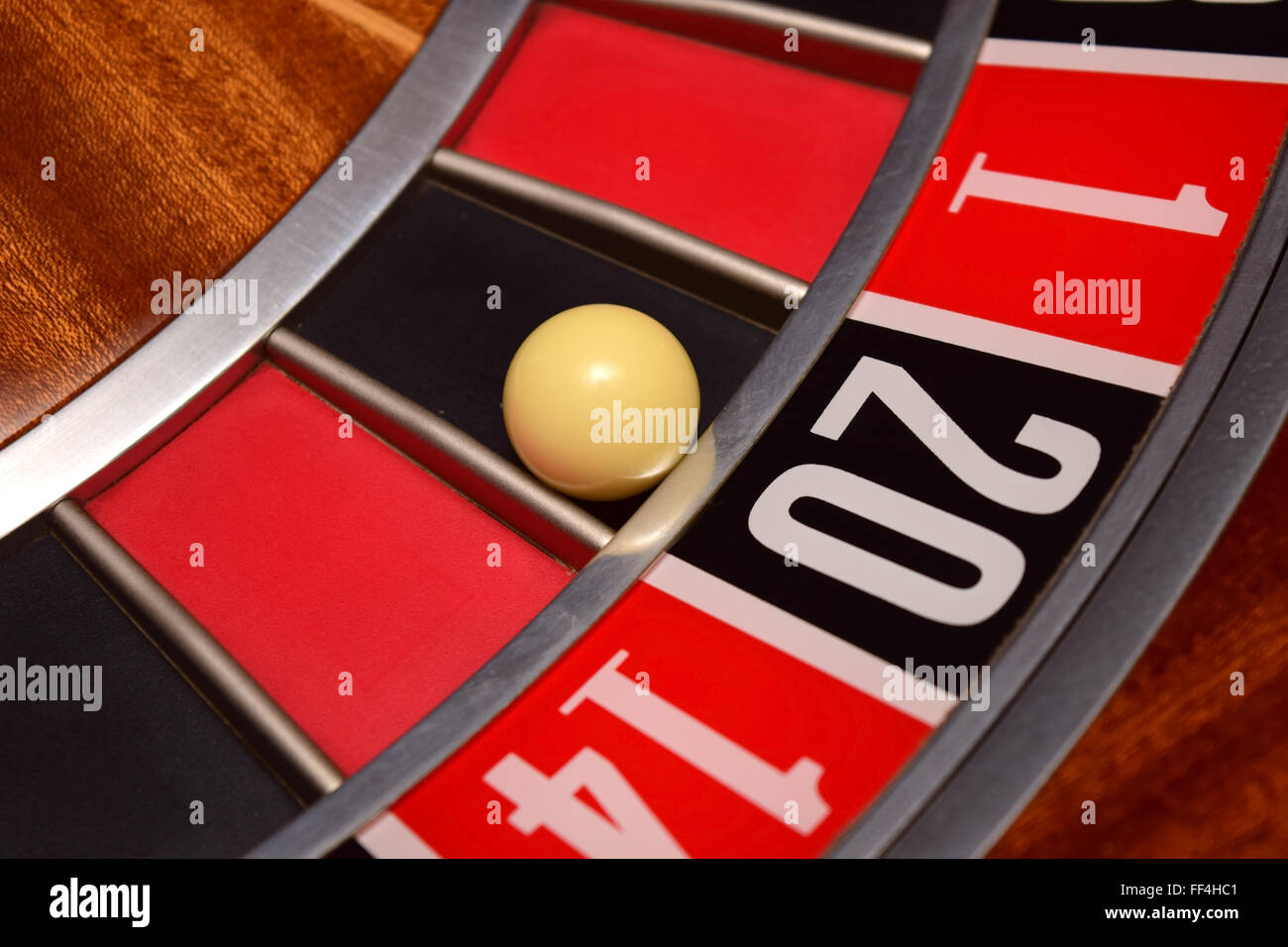 number twenty at the roulette wheel in casino close up details Stock ...