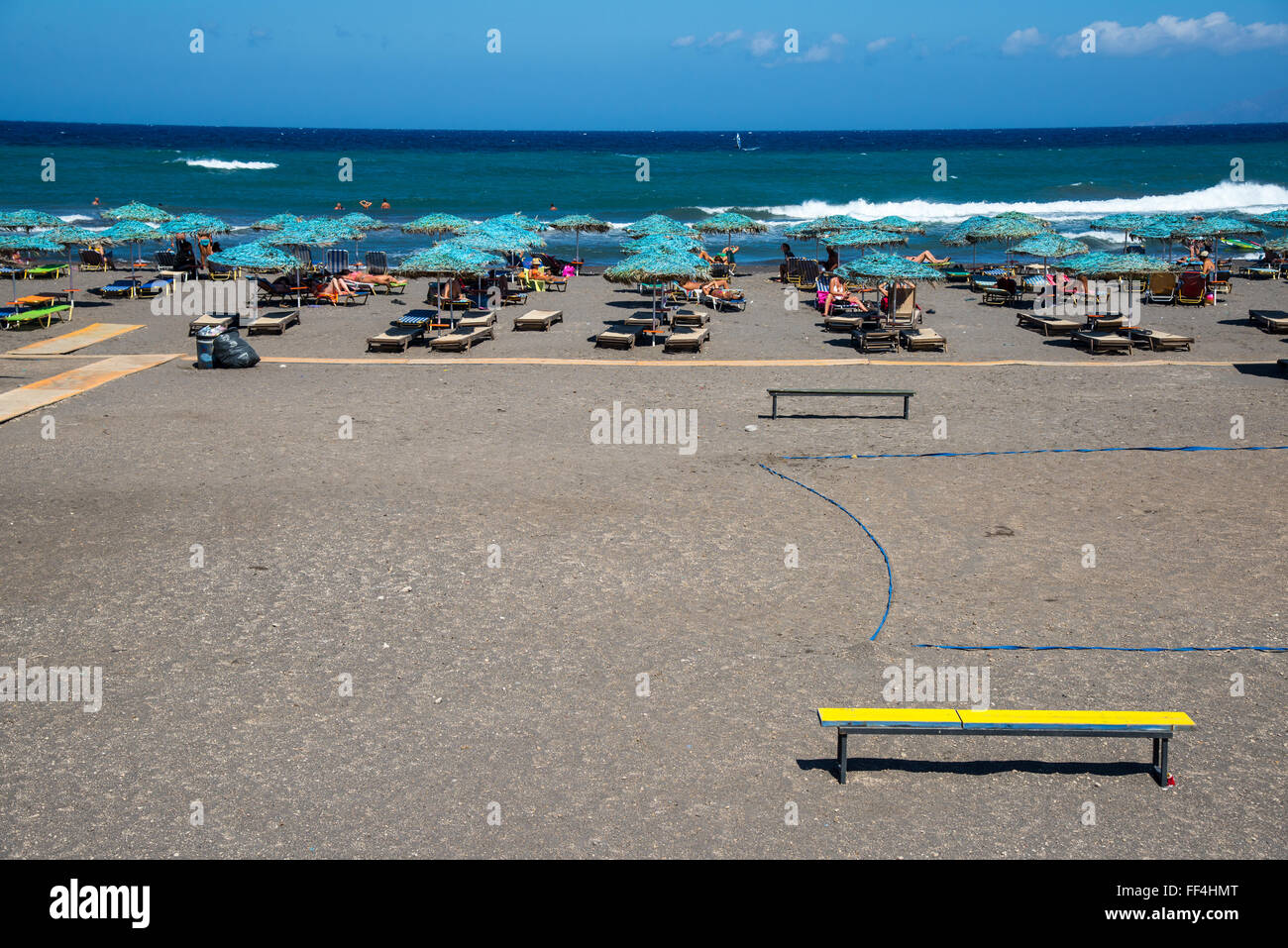 black vulcanic beach at artemis santorini greece Stock Photo - Alamy