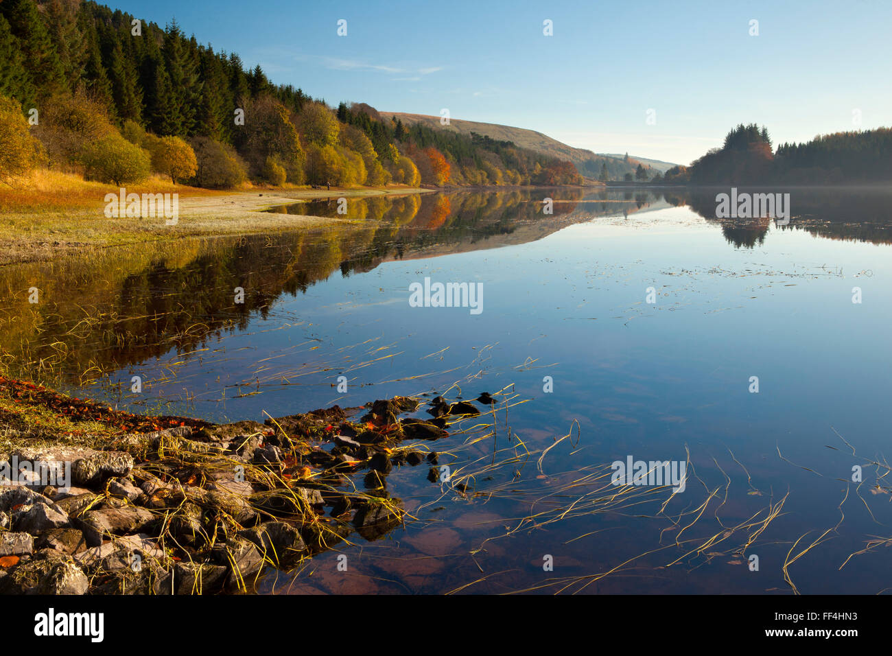 Pontsticill reservoir, Brecon Beacons, Wales in Autumn Stock Photo - Alamy
