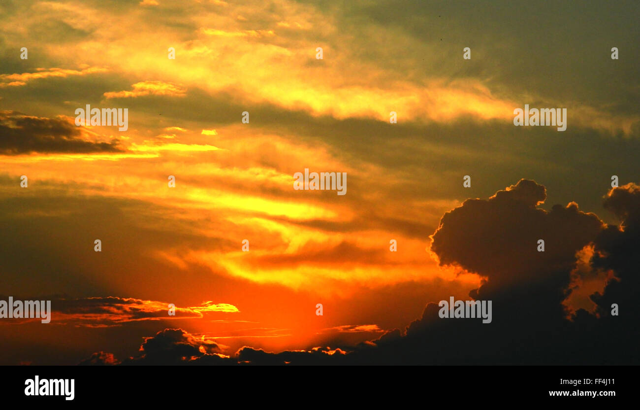 clouds in warm light on the sunset Stock Photo - Alamy