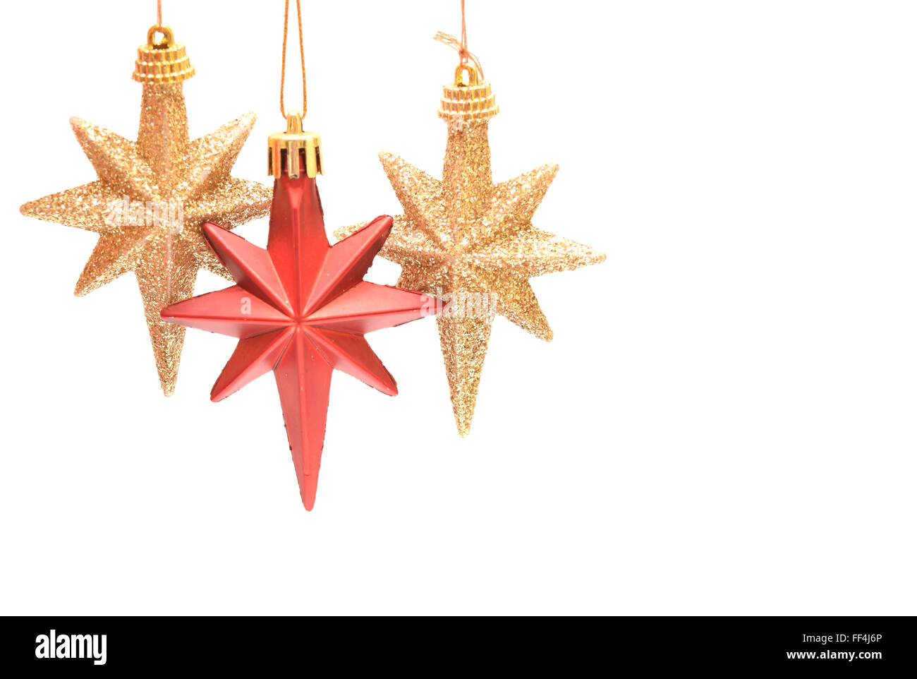 red and golden shining stars isolated on white background frame Stock ...