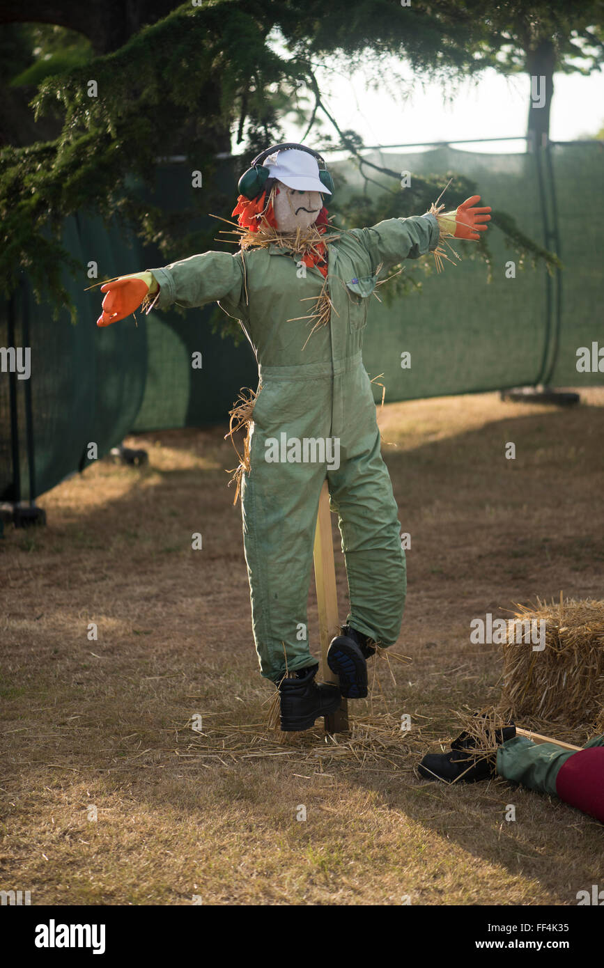 Scarecrow dressed in green Stock Photo - Alamy
