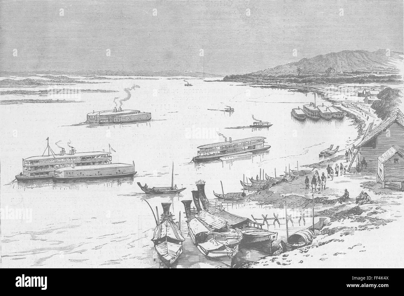 BURMA Expedition v King Theebaw-Ships, Thayetmyo 1885. The Graphic ...