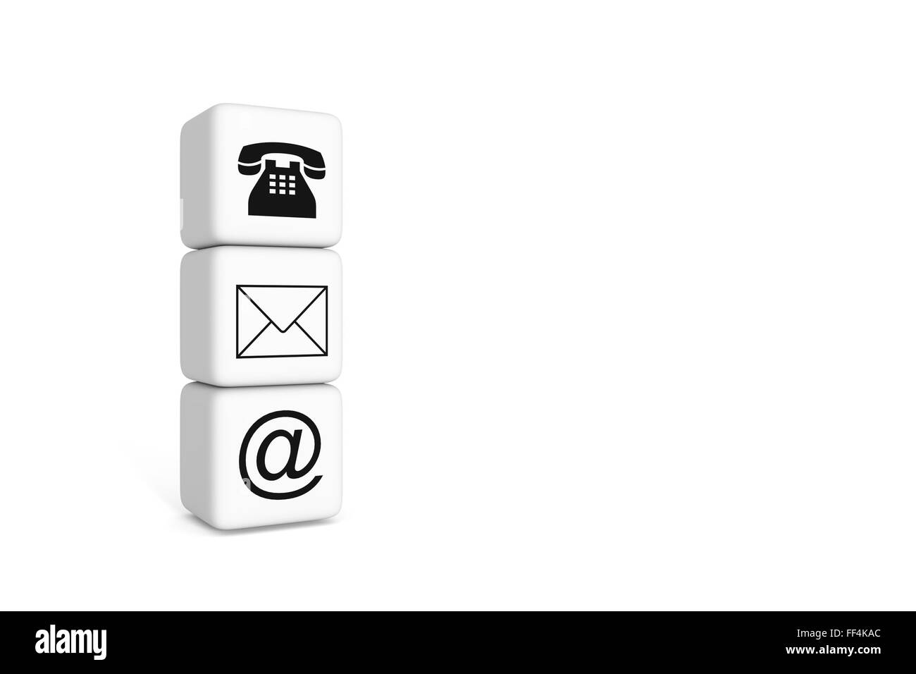 Contact us: white cubes on a white background Stock Photo - Alamy