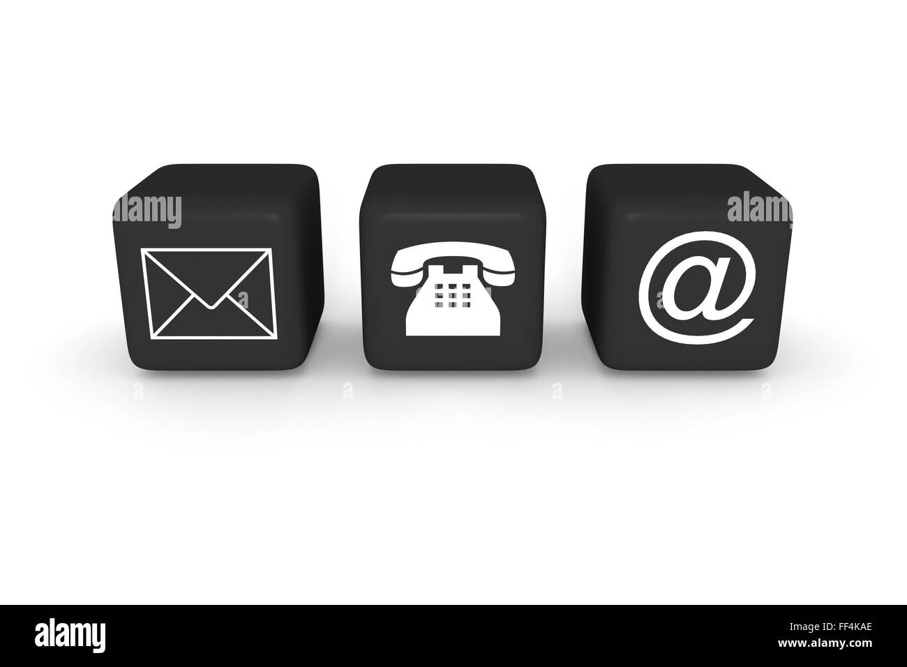 Contact us: black cubes on a white background Stock Photo - Alamy