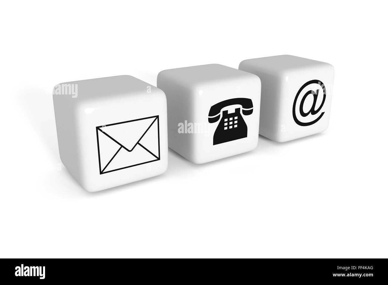 Contact us: white cubes on a white background Stock Photo - Alamy