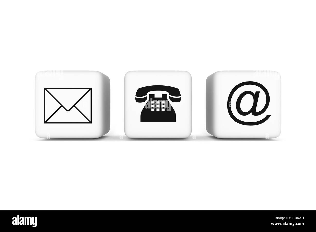 Contact us: white cubes on a white background Stock Photo - Alamy
