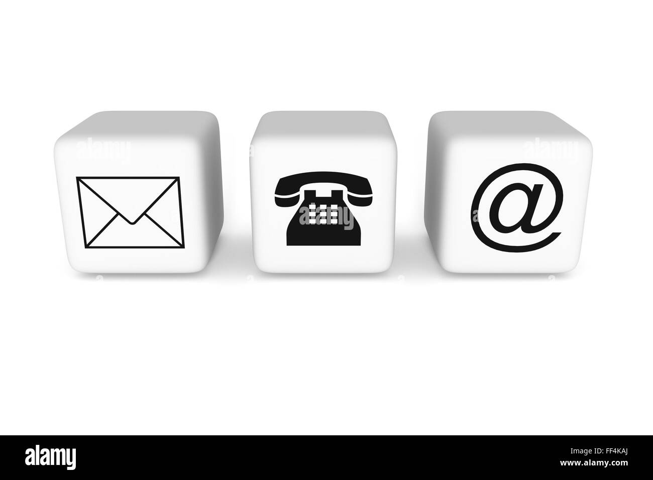 Contact us: white cubes on a white background Stock Photo - Alamy