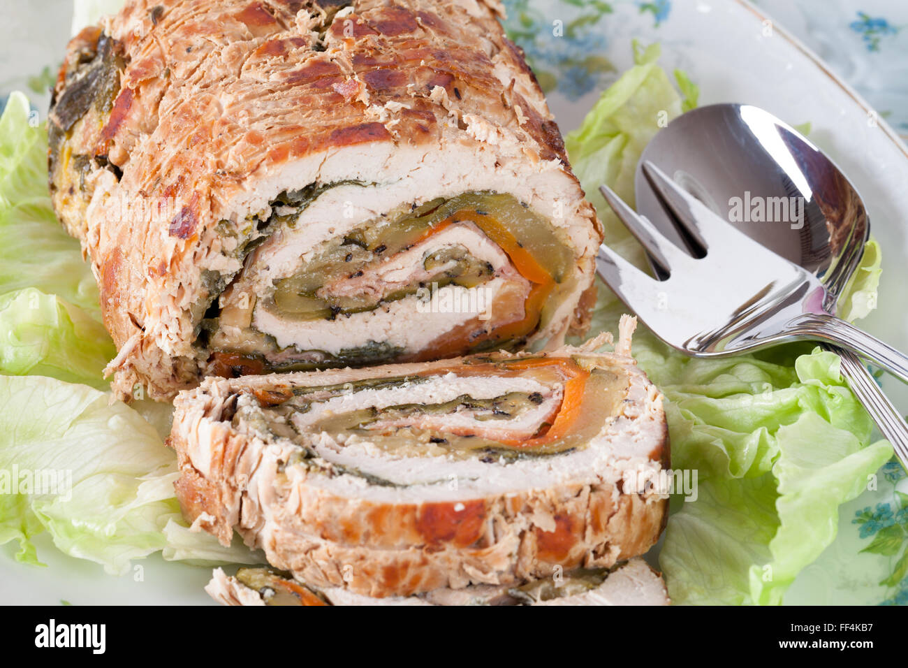 Turkey Roll Closeup Stock Photo - Alamy