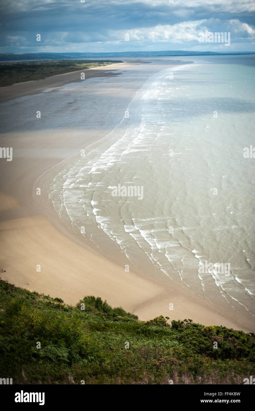 View of long sandy beach, Pendine, Wales Stock Photo - Alamy