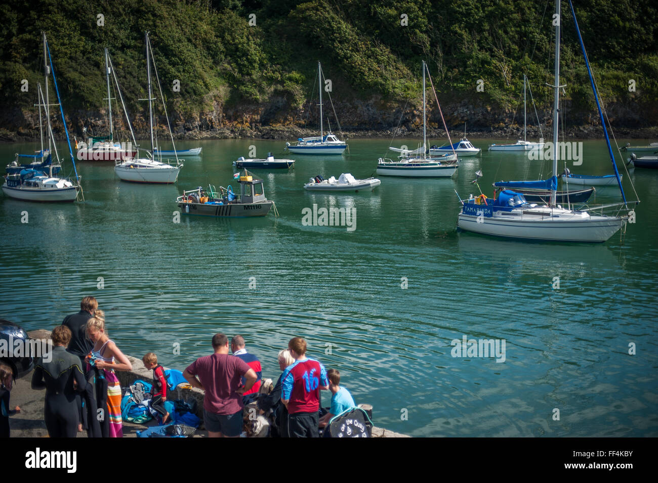 Tourists and boats, Solva Harbour, Wales Stock Photo - Alamy