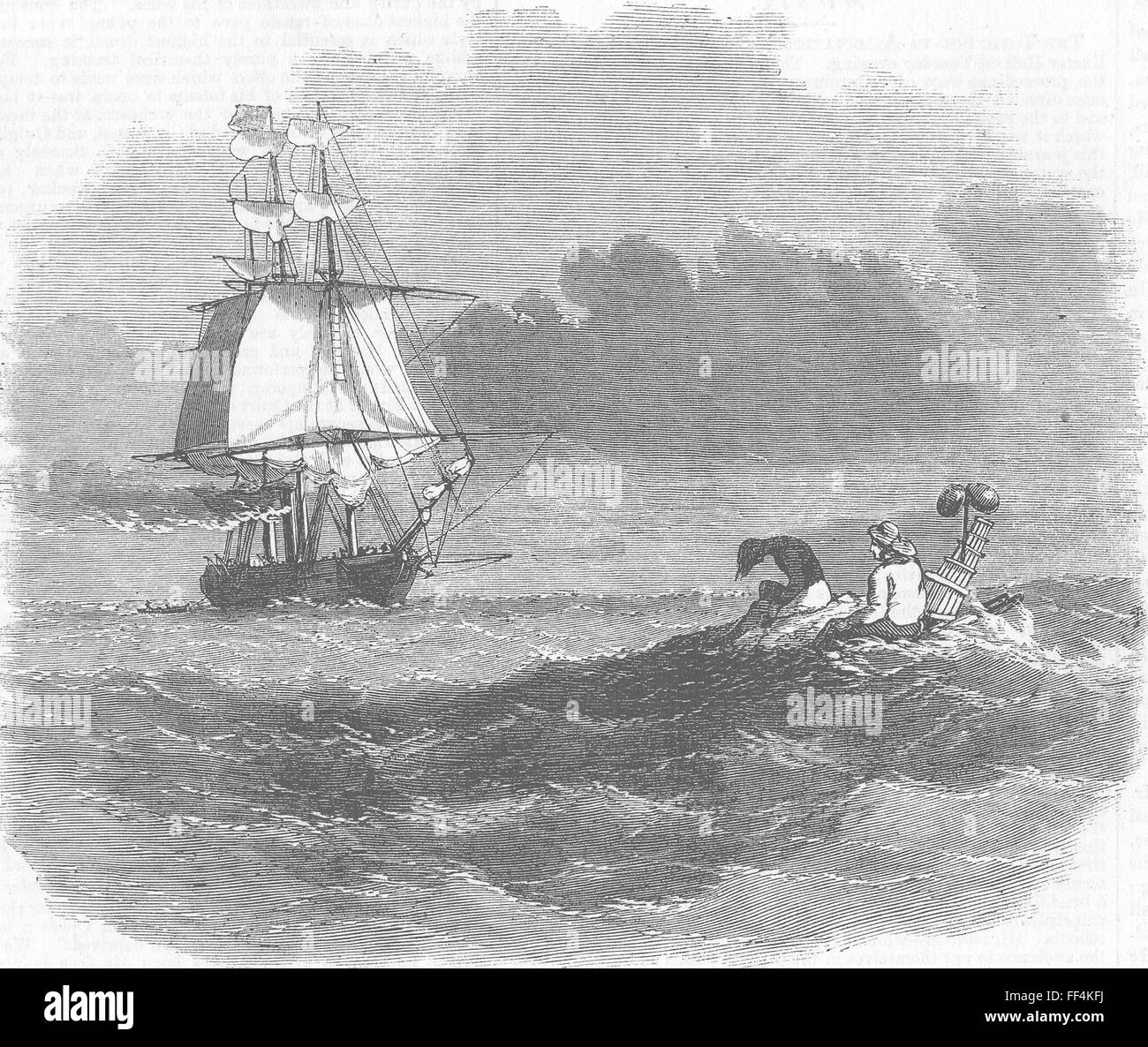 MAIL Capt Baker rescued by Royal Mail ship England 1857. Illustrated ...