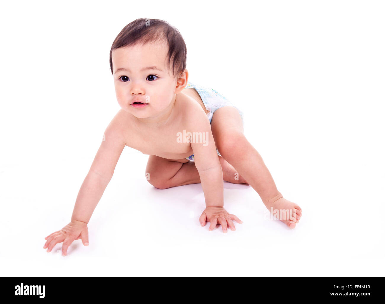 A Asian baby on a studio white background Stock Photo - Alamy