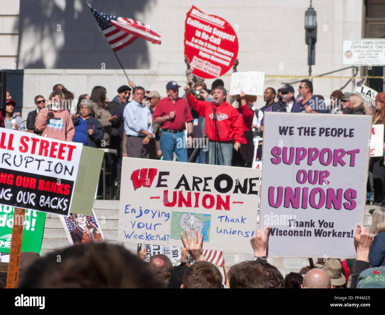 Union labor Community protest rally Downtown Los Angeles, CA California ...