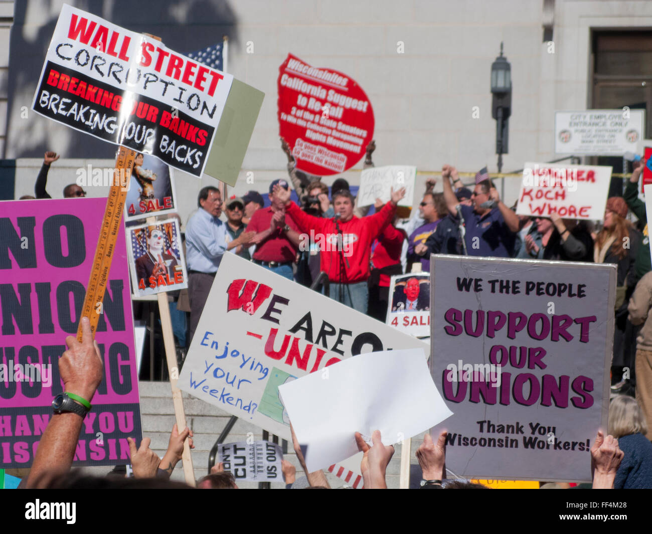Union labor Community protest rally Downtown Los Angeles, CA California ...