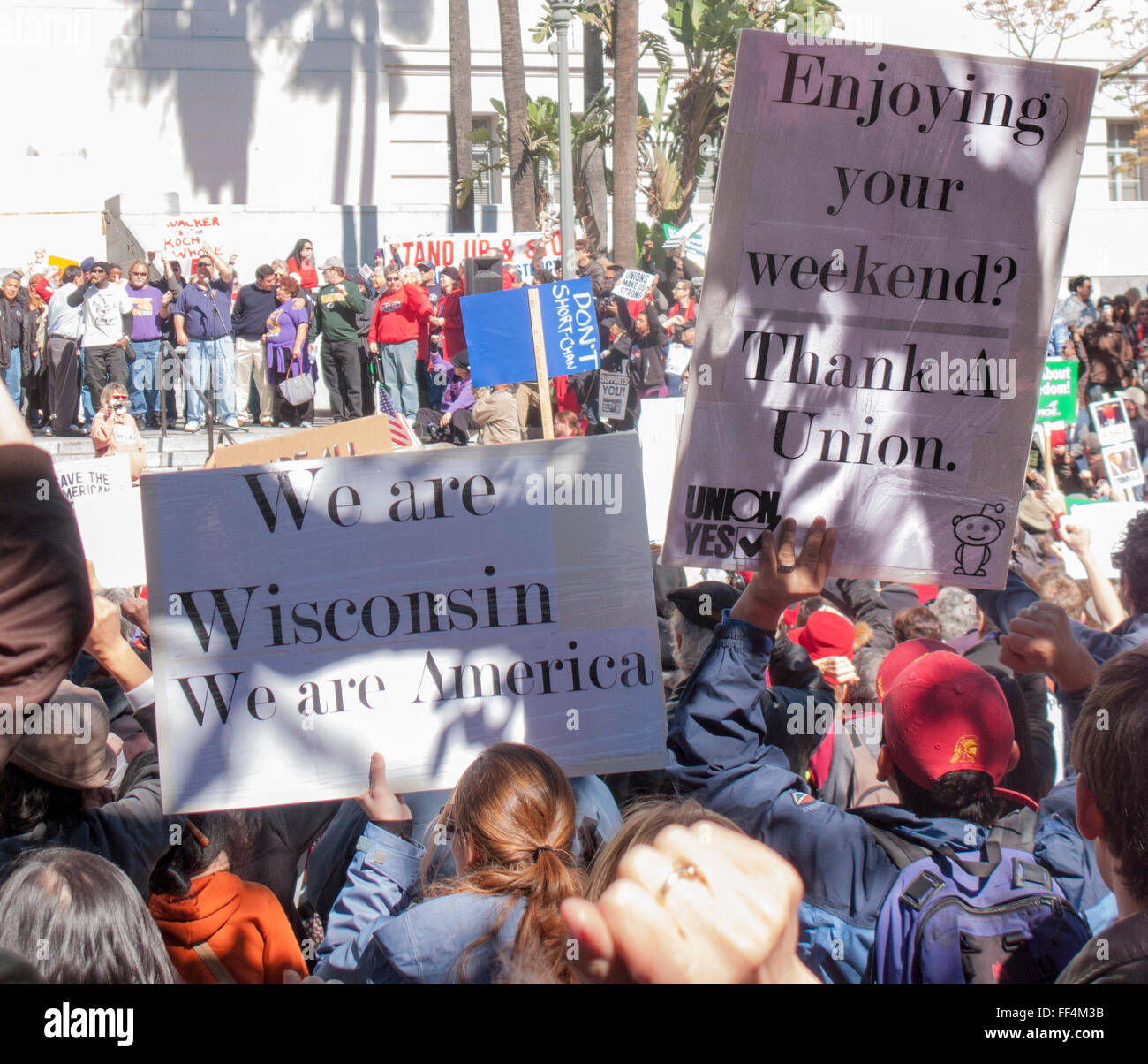 Union labor Community protest rally Downtown Los Angeles, CA California ...