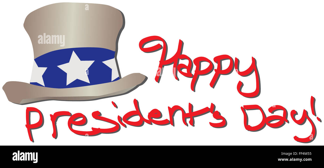 Happy Presidents day red text with hat Stock Photo - Alamy