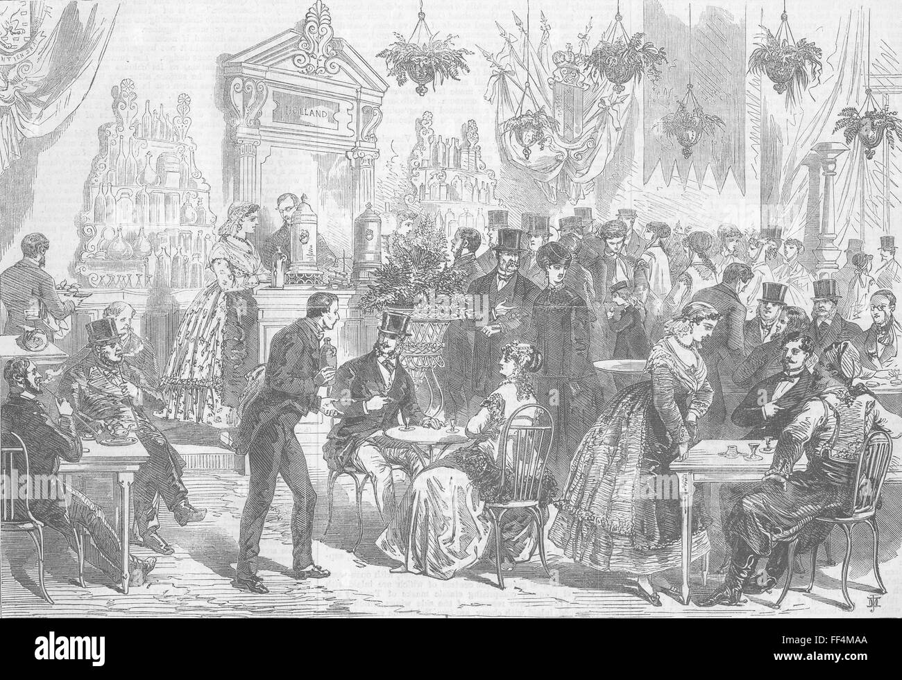 TOWNS Dutch Cafe at Corner of Rue de Pays-Bas 1867. Illustrated London ...